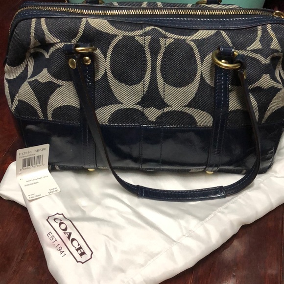 Coach | Bags | Coach Signature Denim Purse And Wallet | Poshmark